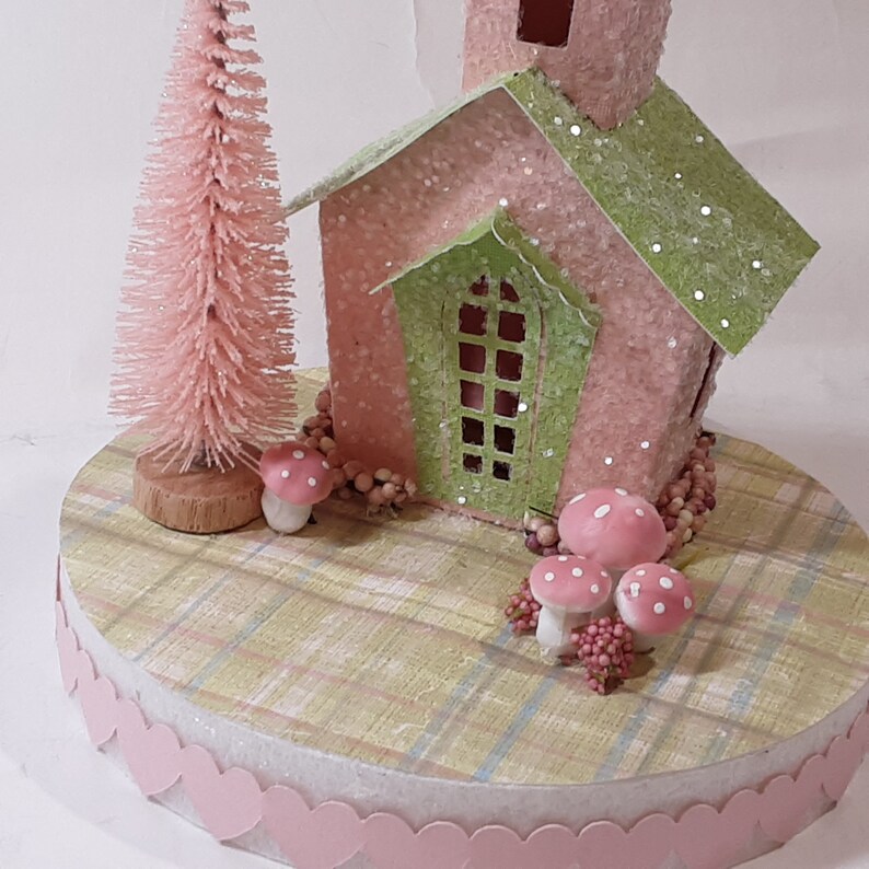 Handcrafted Easter/spring Putz-style Glitter Church Display - Etsy