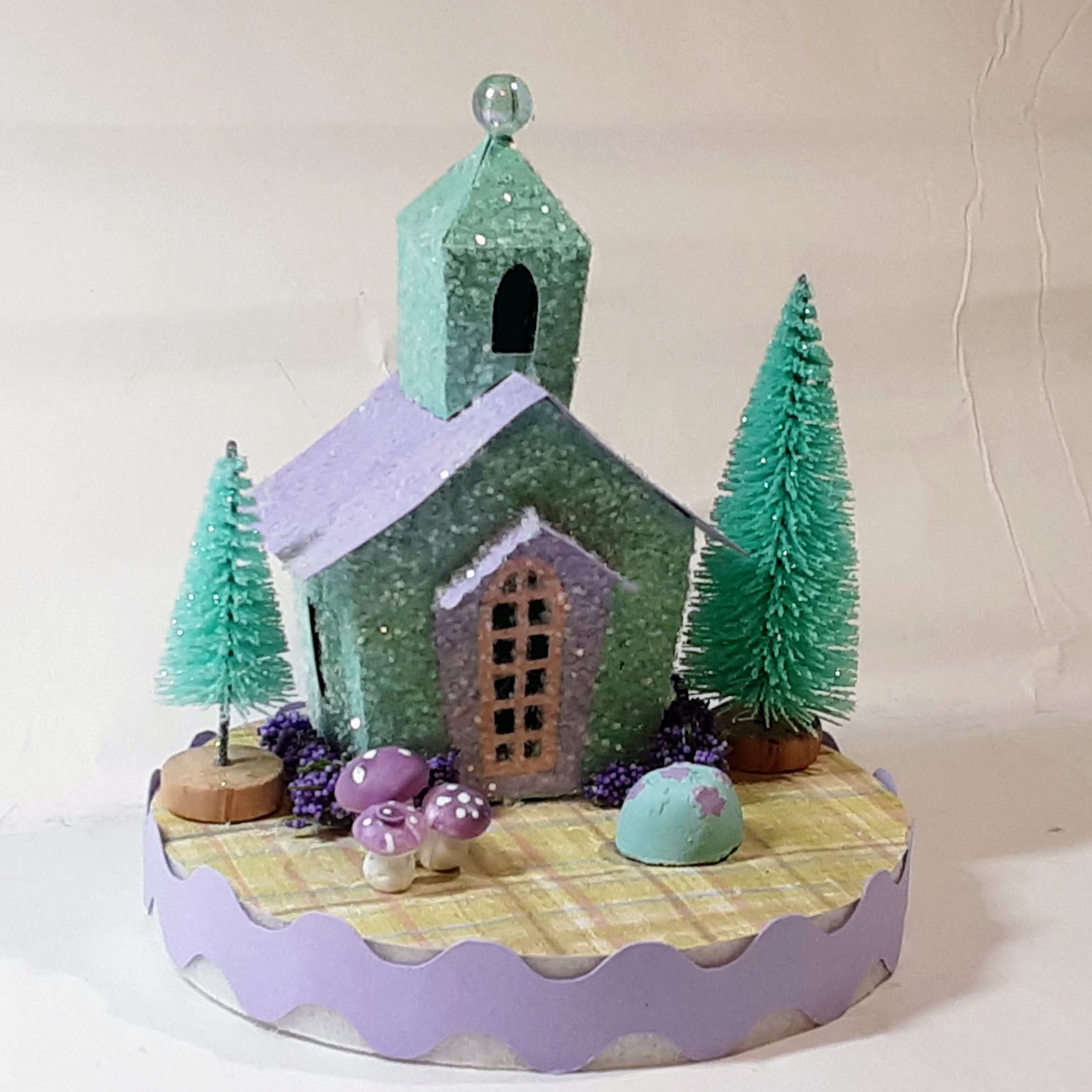 Handcrafted Easter/spring Putz-style Glitter Church Display - Etsy