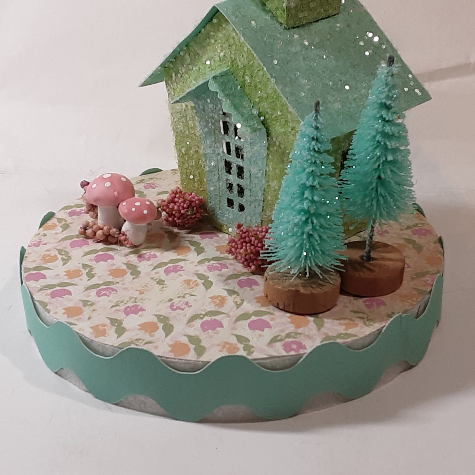 Handcrafted Easter/spring Putz-style Glitter Church Display - Etsy