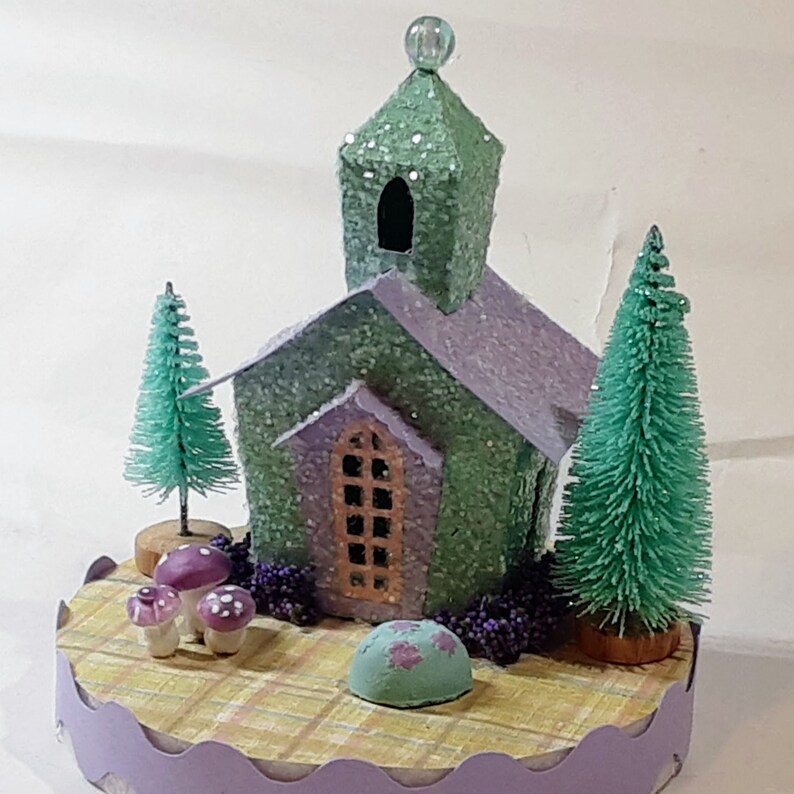 Handcrafted Easter/spring Putz-style Glitter Church Display - Etsy