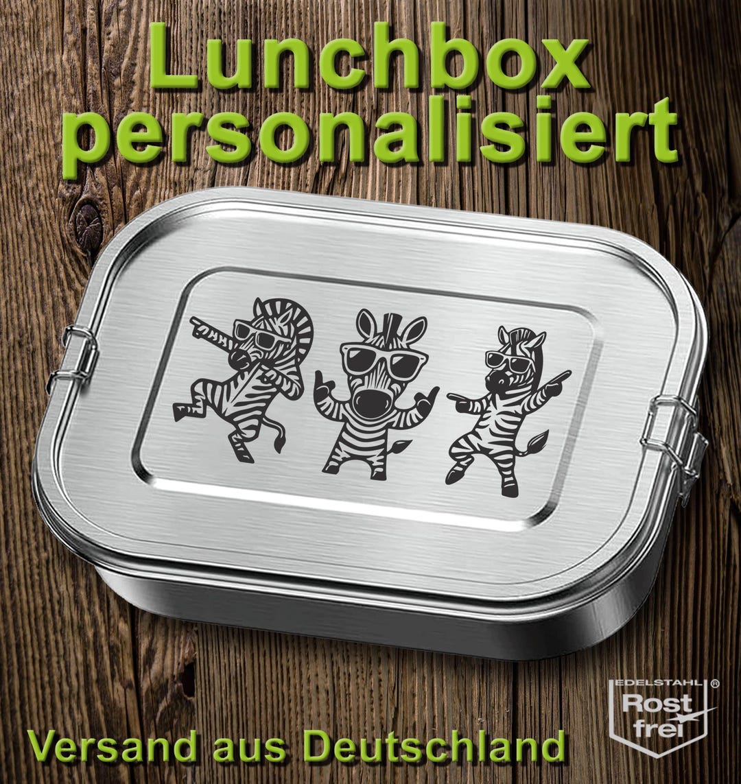 Zebra Lunchbox With Divider, Bento Box, Stainless Steel, Personalized ...