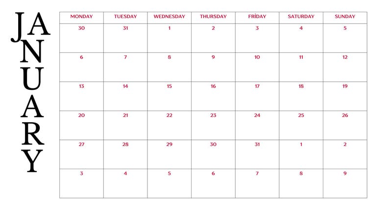2025 Black and White Calendar - Etsy