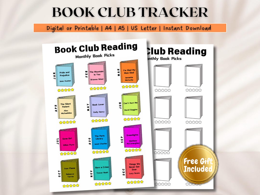 Book Club Book Tracker - PRINTABLE Journal Page - Book Club - Reading ...