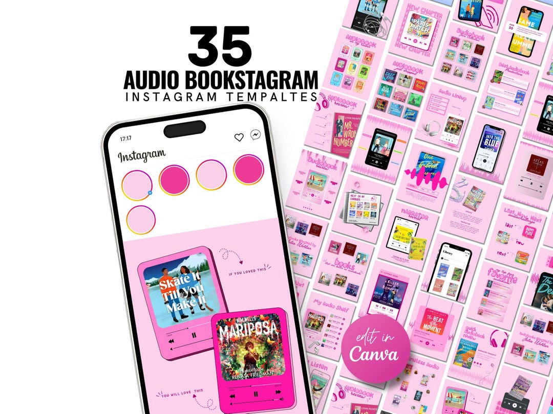 Audiobook Bookstagram Templates Canva Audio Book Review Instagram Posts ...