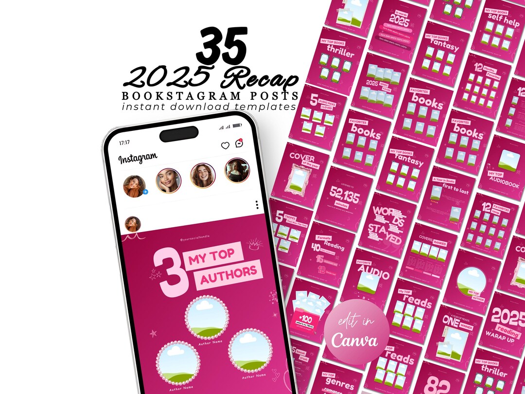 2025 Bookstagram Reading Recap Templates Book Review Canva Reading ...