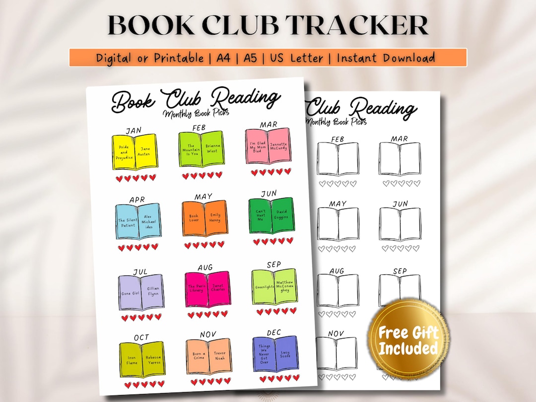 Book Club Book Tracker - PRINTABLE Journal Page - Reading Log - Reading ...