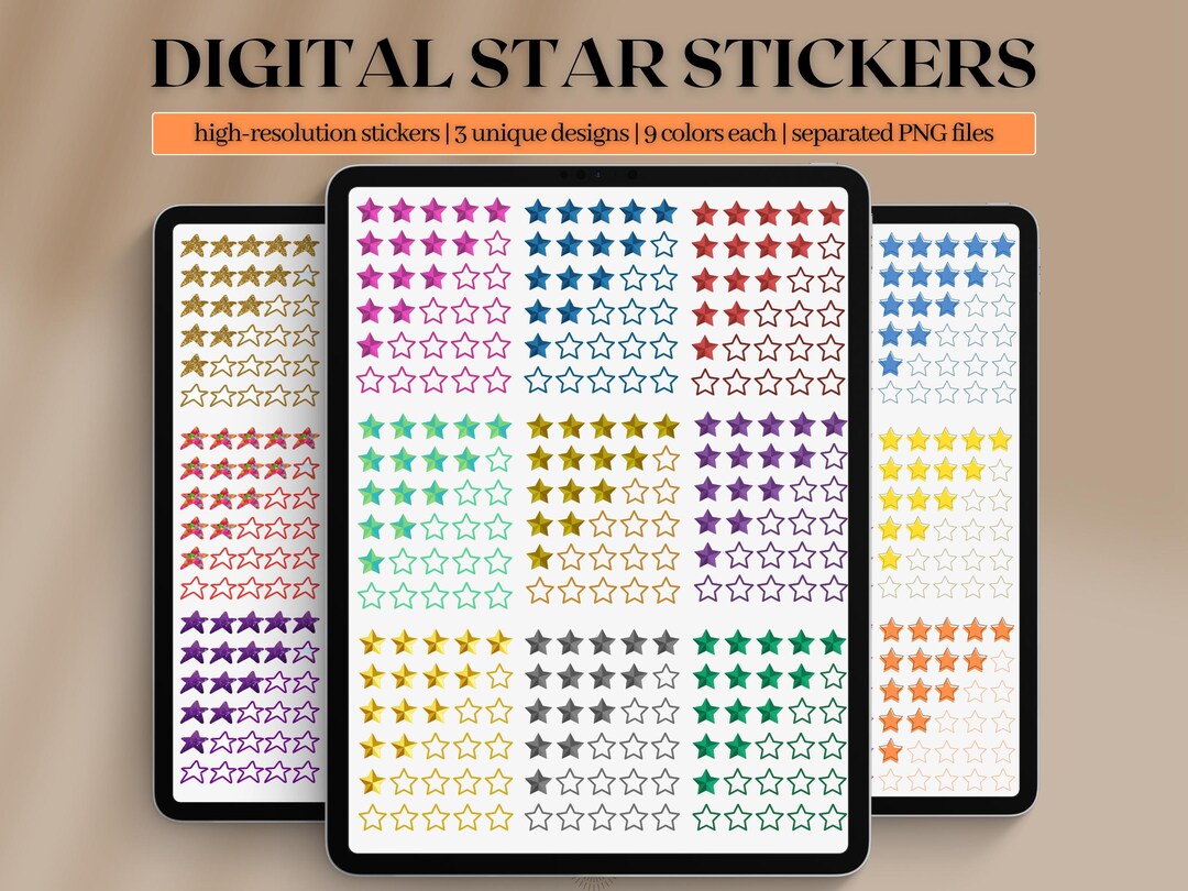 Digital Rating Stars Stickers - Book Rating Sticker Perfect for Digital ...