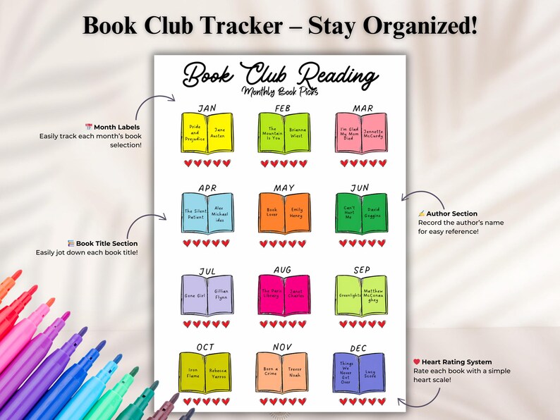 Book Club Book Tracker - PRINTABLE Journal Page - Reading Log - Reading ...