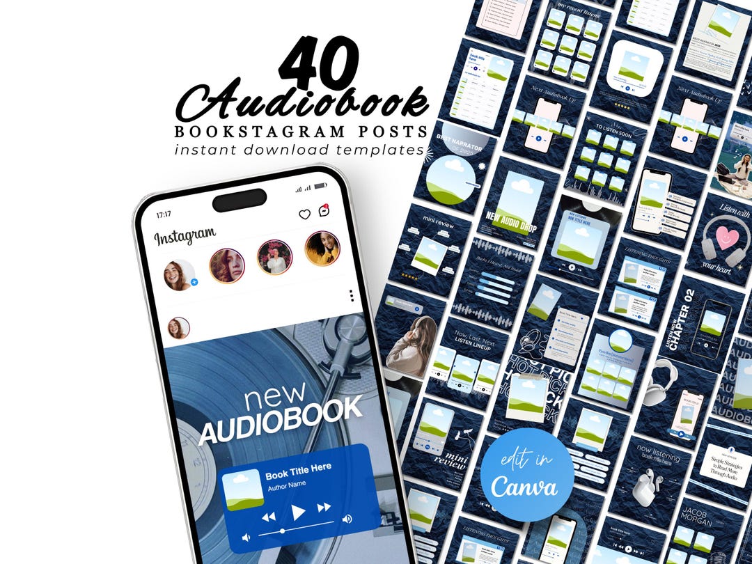 Audiobook Instagram Bookstagram Canva Template Bookish Instagram Book ...