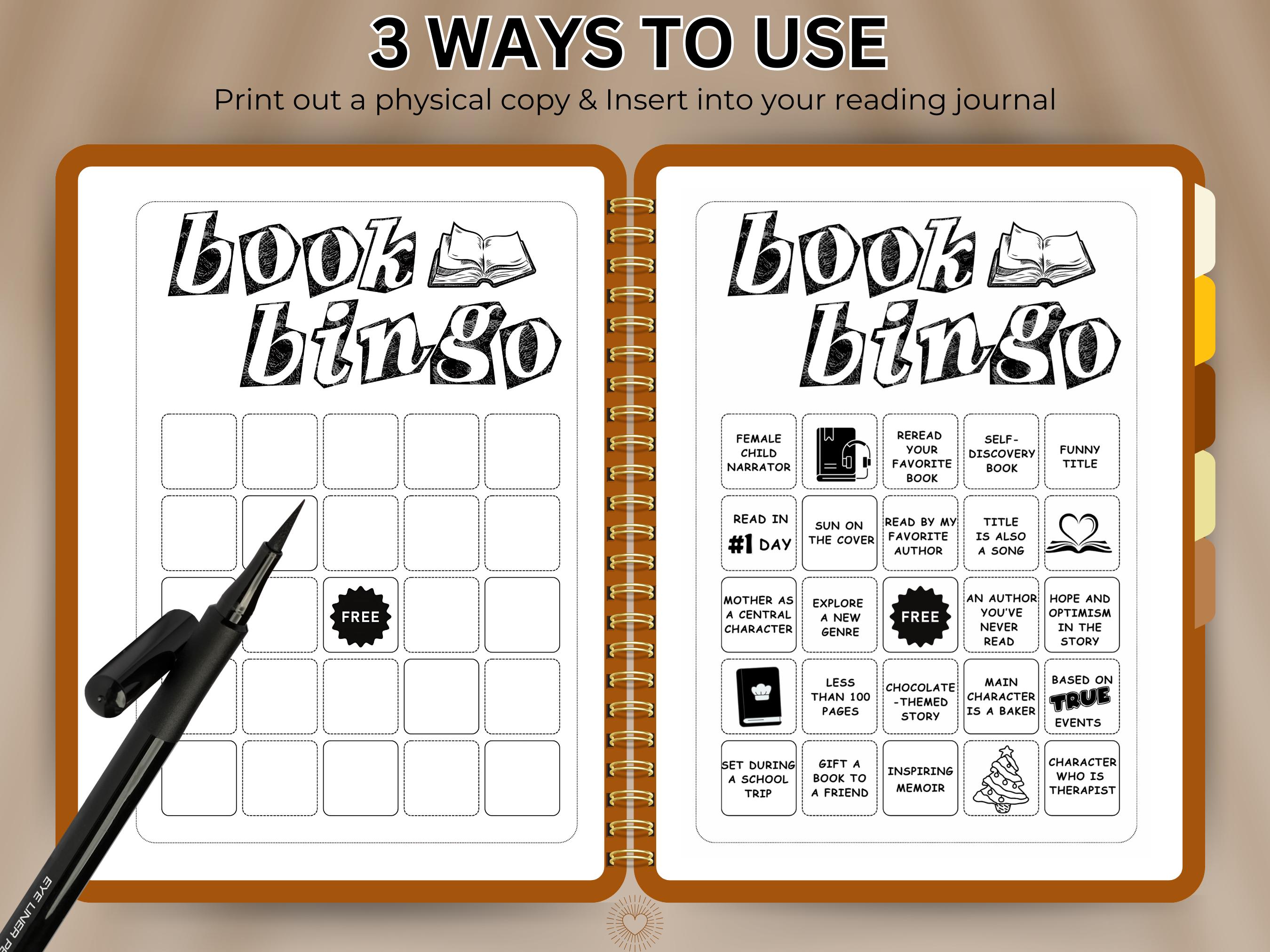 Book Bingo PRINTABLE Journal Page Planner Page Reading Challenge Book ...