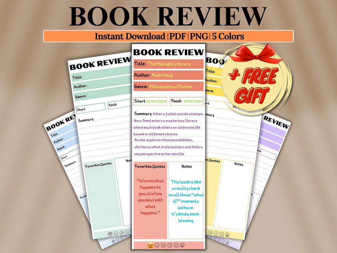 Book Review Bookmarks Printable-reading Tracker-review Template-reading ...