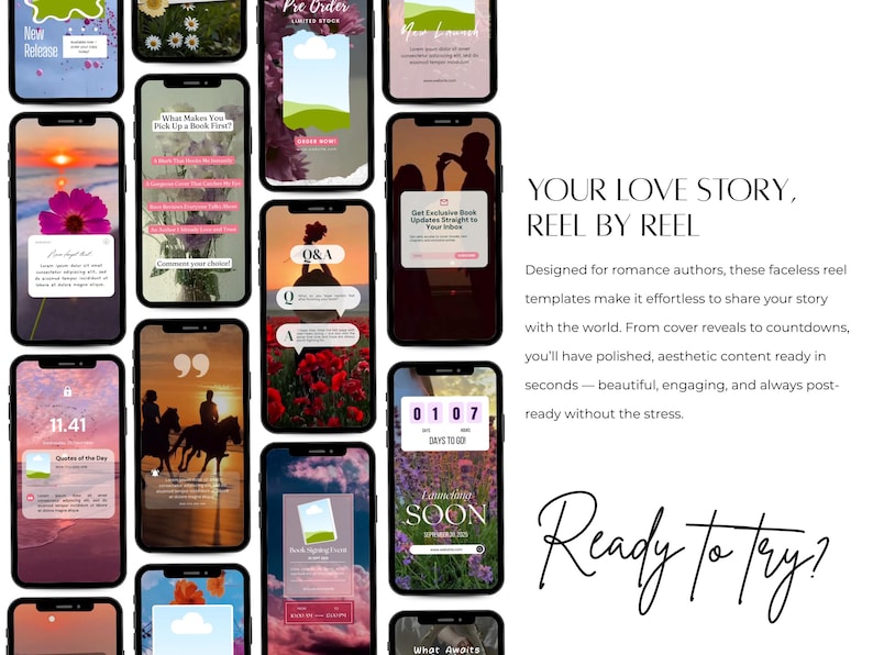 Romance Author Book Launch Reel Templates Canva Design Writer Promo ...