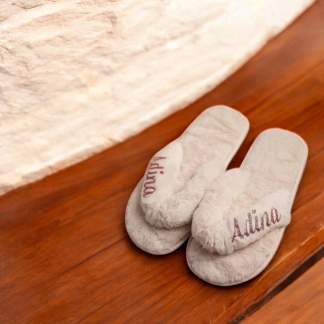 Personalized Fluffy Flip Flops, Perfect Bride-bridesmaid Gift ...