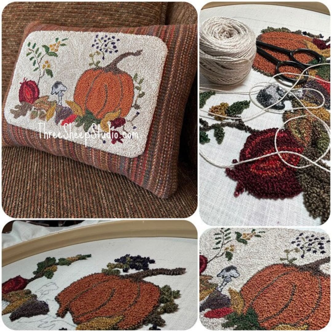 Falling Leaves - Punch Needle Pattern - #PN624 - Needlepunch Embroidery ...
