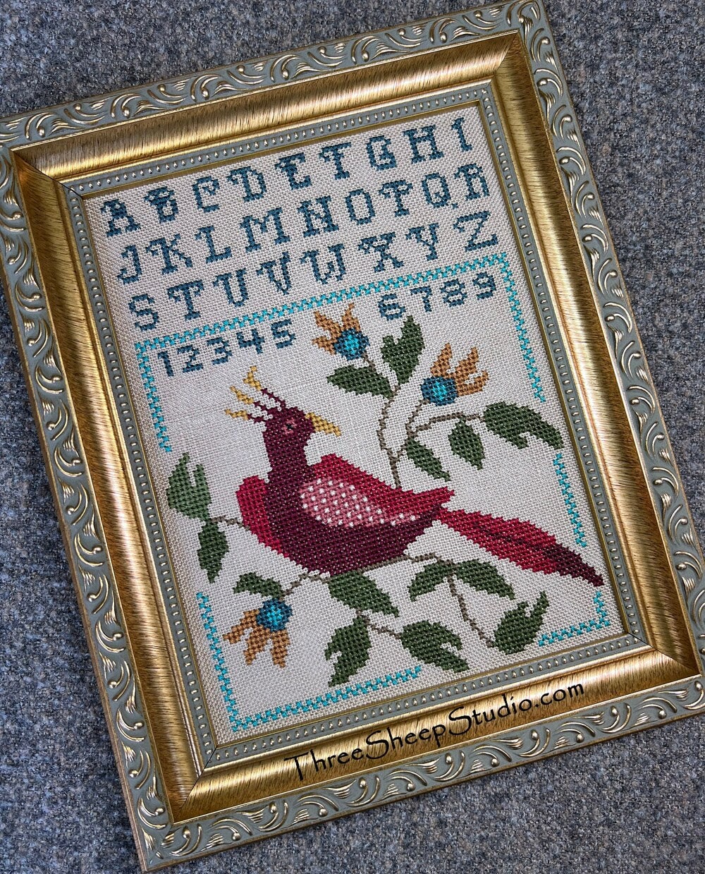 PDF Red Bird Sampler Cross Stitch Pattern CS57 Counted Cross Stitch ...