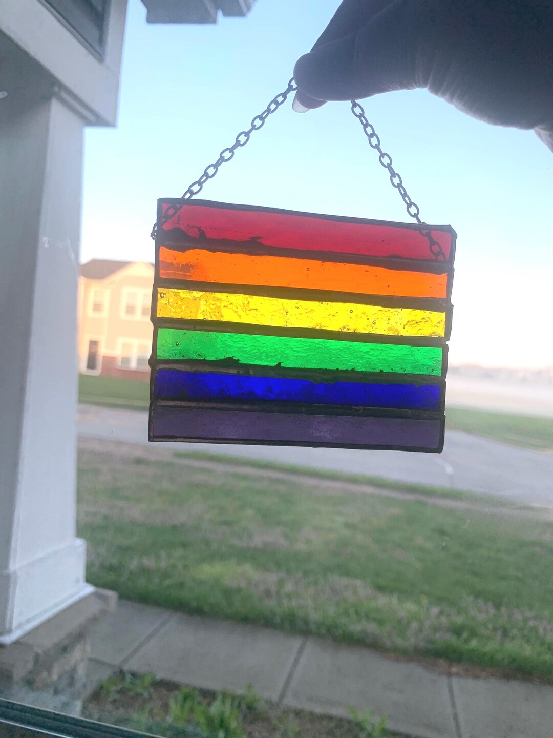 Handmade Stained Glass Pride Flag Suncatcher - 4x3 Inches - Etsy