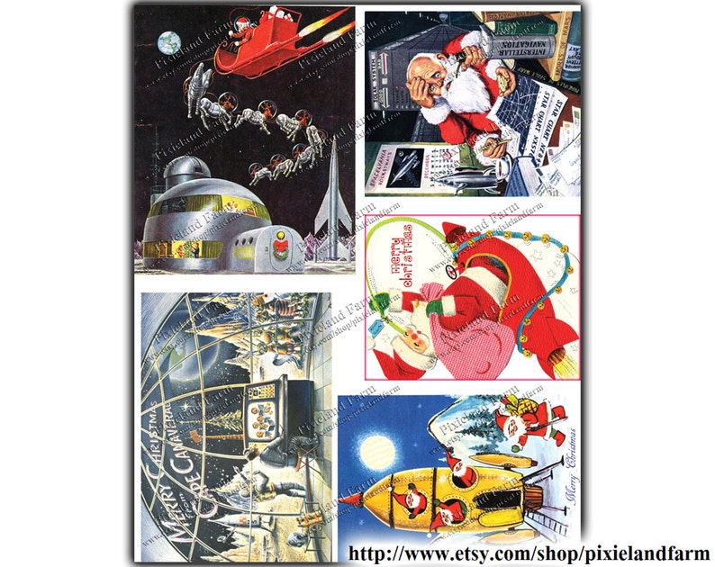 Outer Space Santa Vintage Printable Digital Download - Etsy