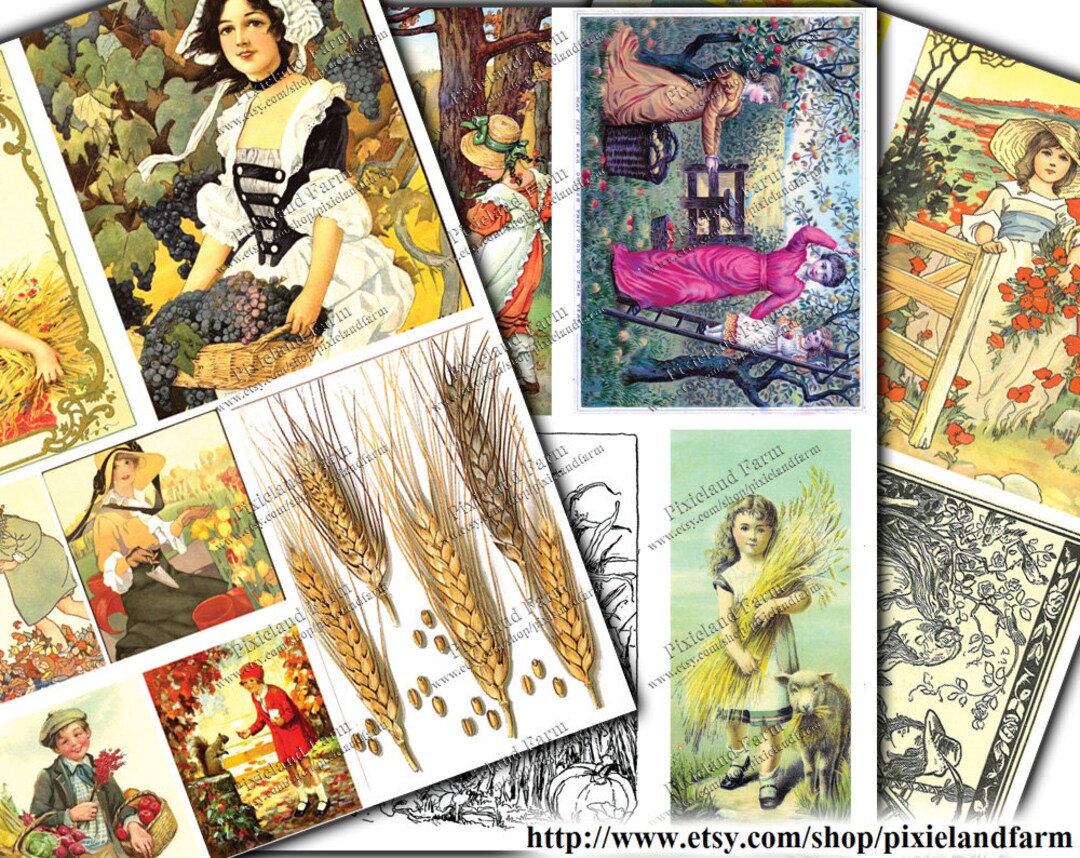 Autumn Vintage Harvest Clip Art Printable Digital Download - Etsy