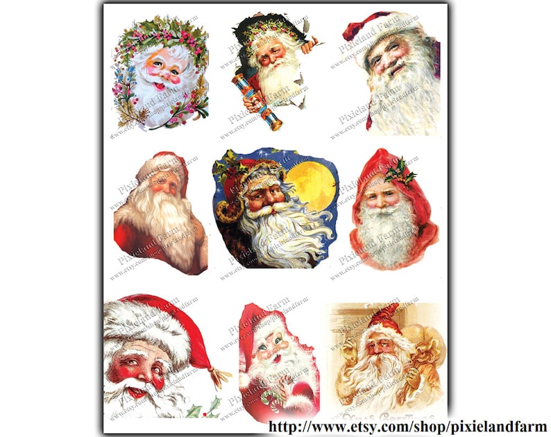 Santa Faces Vintage Printable Digital Download - Etsy
