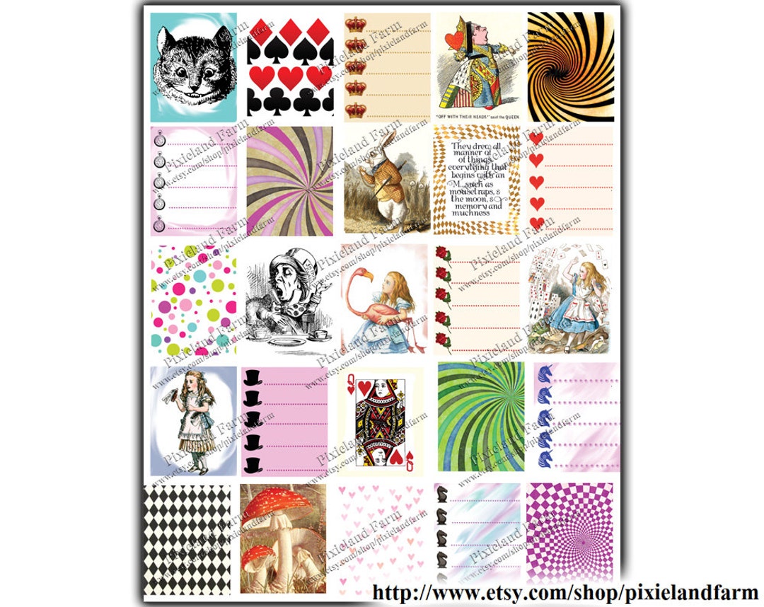 Alice in Wonderland Printable Planner Stickers Digital Download - Fits ...