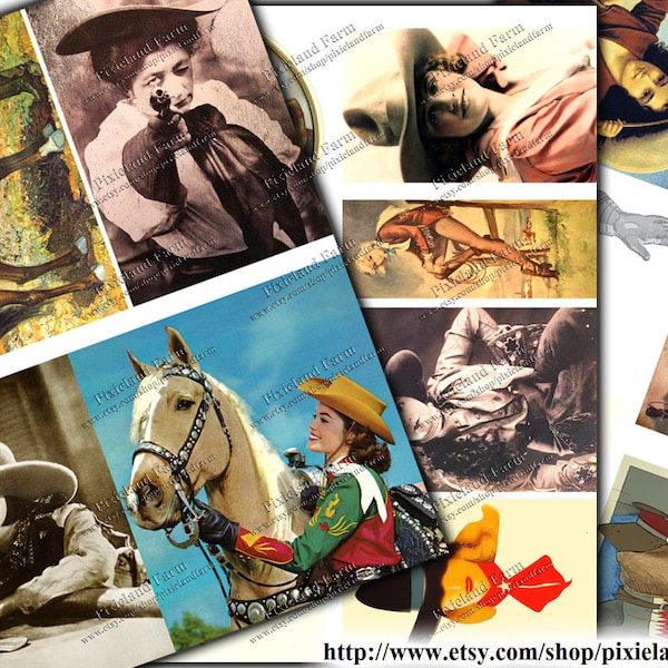 Digital Cowgirl Vintage Clip Art - Etsy