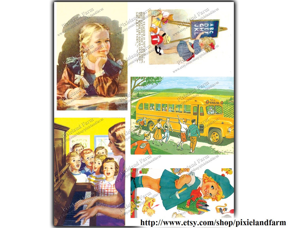 Vintage Back to School Clip Art Printable Digital Download - Etsy