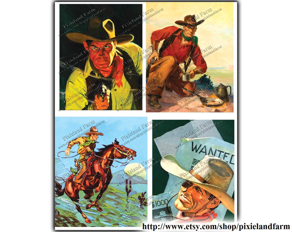 Cowboy Vintage Clip Art Printable Digital Download - Etsy