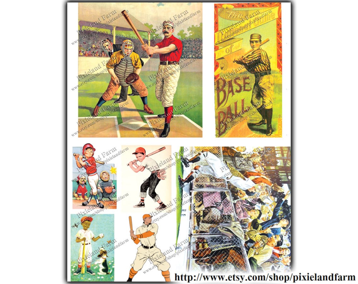 Vintage Baseball Clip Art Printable Digital Download - Etsy