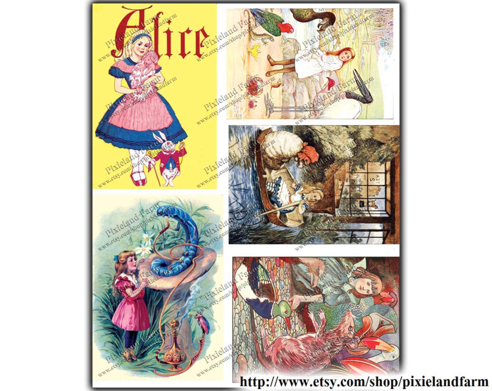 Vintage Alice in Wonderland Clip Art Printable Digital Download - Etsy