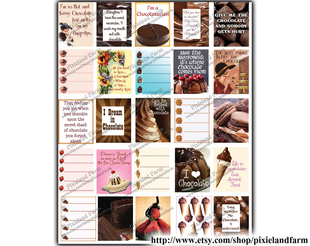 Chocolate Printable Planner Stickers Digital Download - Fits Erin ...