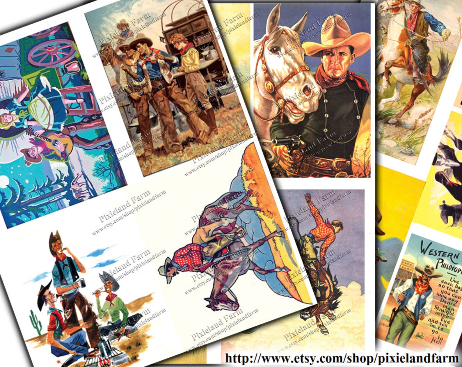 Vintage Cowboy Clip Art Printable Digital Download - Etsy