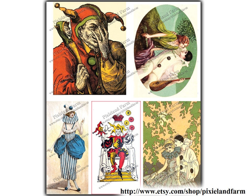 Vintage Jesters and Clowns Clip Art Printable Digital Download - Etsy