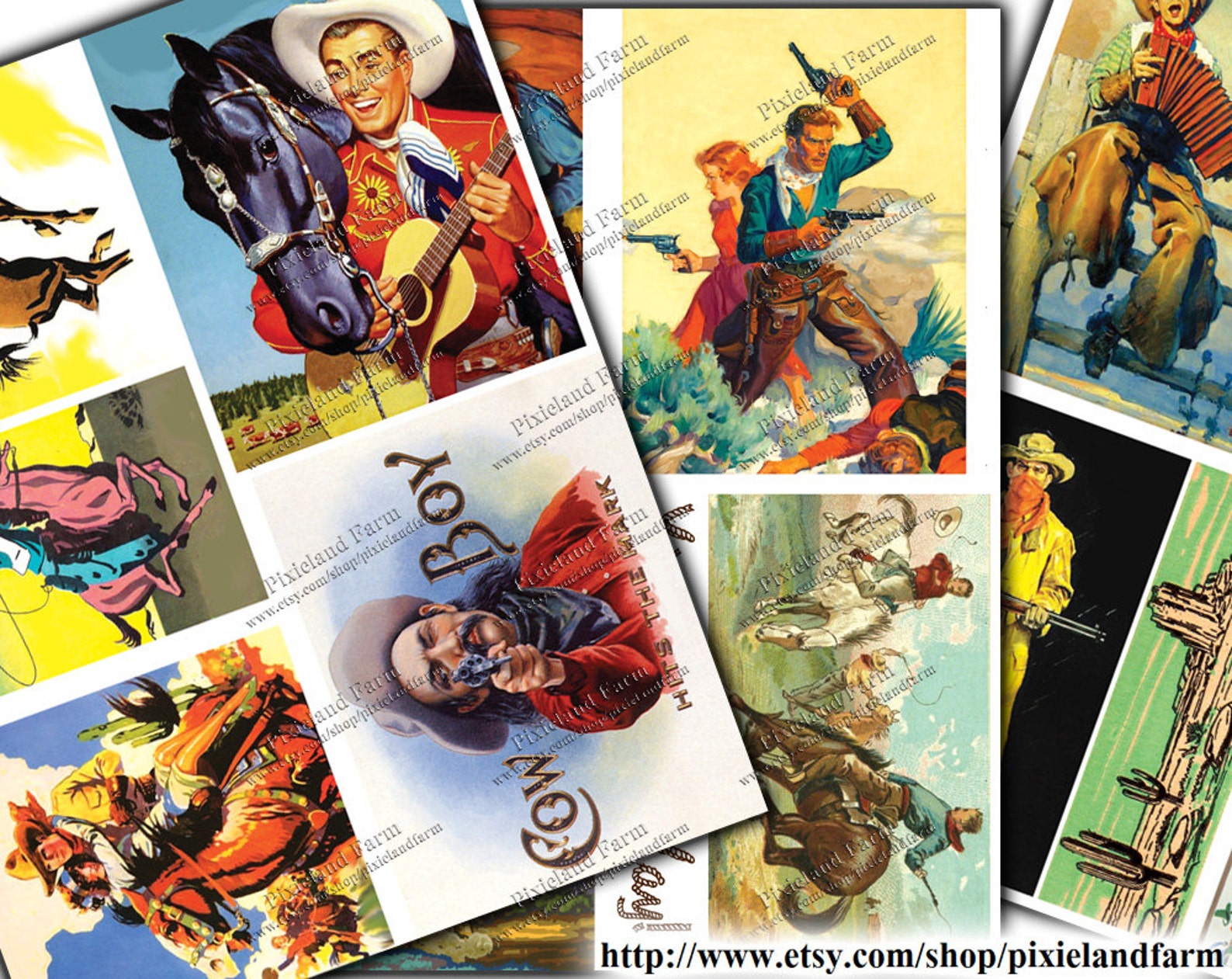 Cowboy Vintage Clip Art Printable Digital Download - Etsy