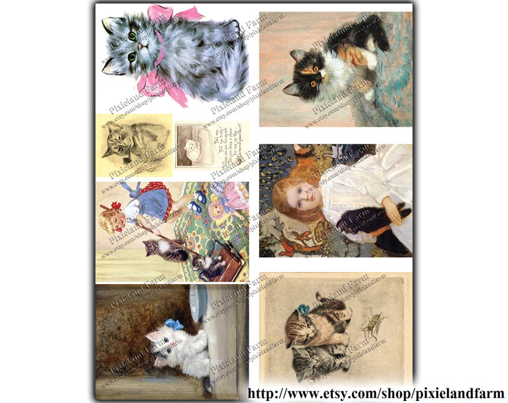 Vintage Cat Clip Art Printable Digital Download - Etsy