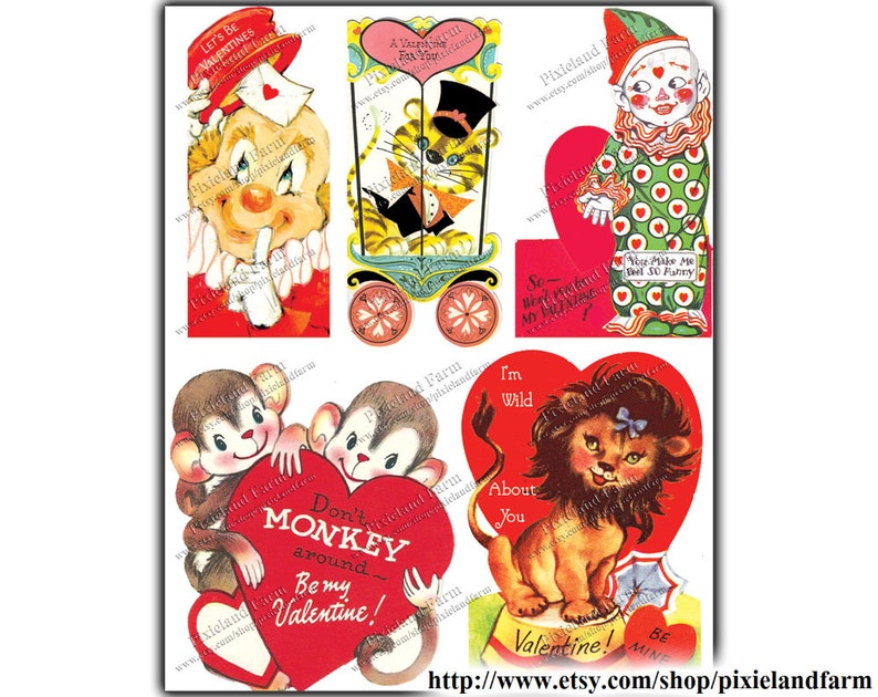Vintage Circus Valentine Printable Digital Download - Etsy