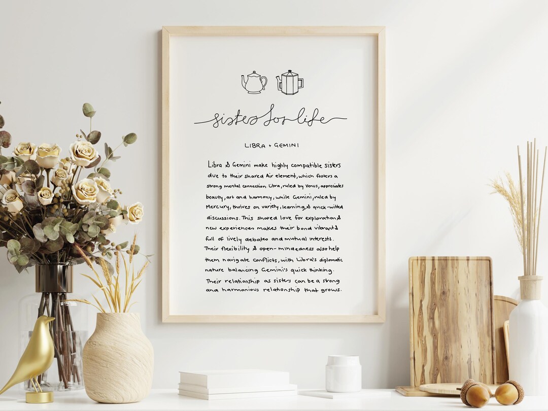 Digital File - Sister Love Compatibility for Zodiac Star Signs - Line ...