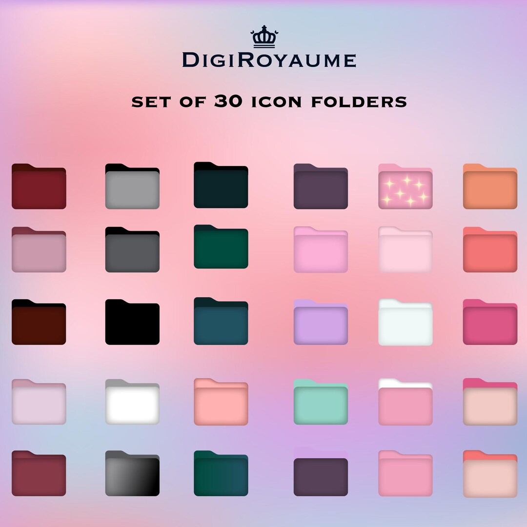 Colored Folder Icons Set for MacBook & Desktop (30 PNG Files) (digital ...