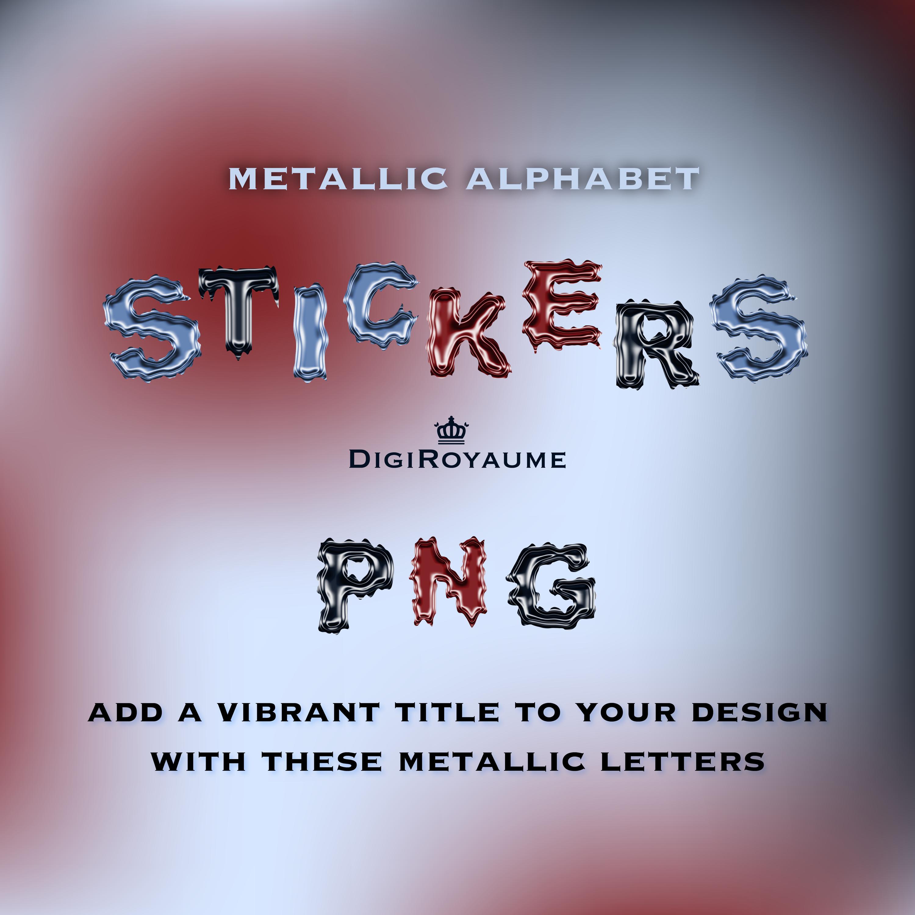 Metallic Alphabet Stickers PNG - Etsy