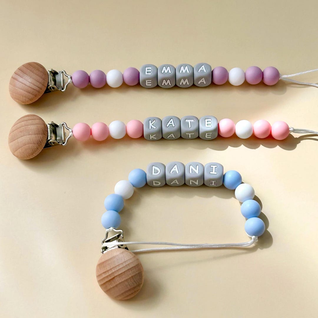 Personalized Pacifier Clips, Custom Pacifier Holder, Binky Clip, Baby ...