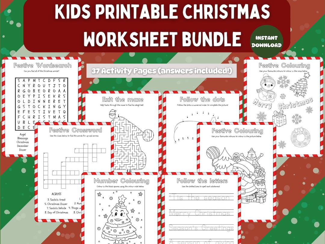 38 Printable Christmas Activities Bundle | Fun Printable Puzzles ...