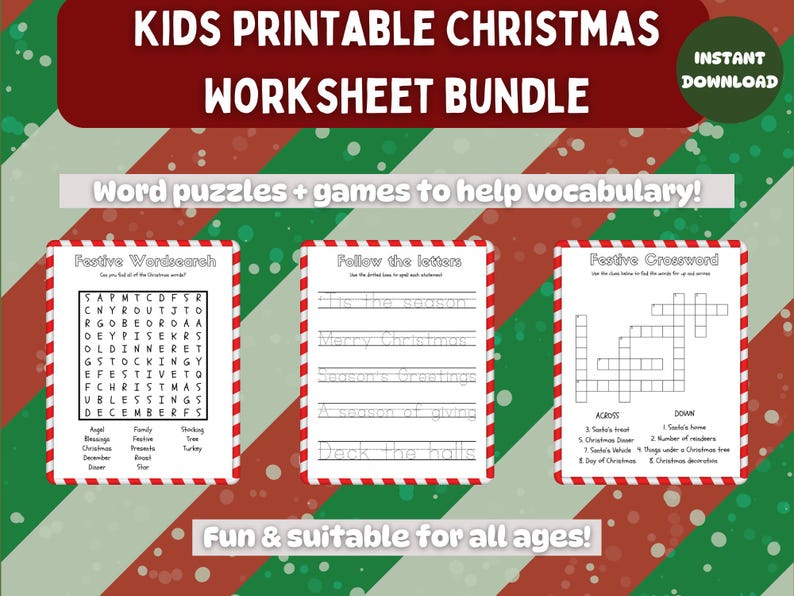 38 Printable Christmas Activities Bundle | Fun Printable Puzzles ...