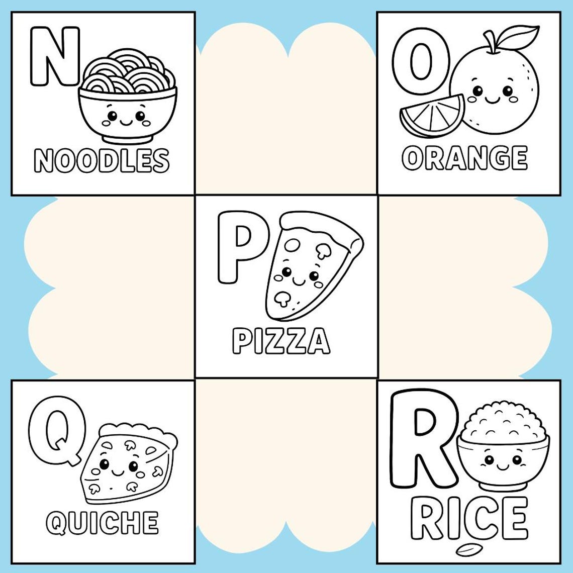 A-Z Cute Food Alphabet Coloring Book | Printable PDF for Kids ...