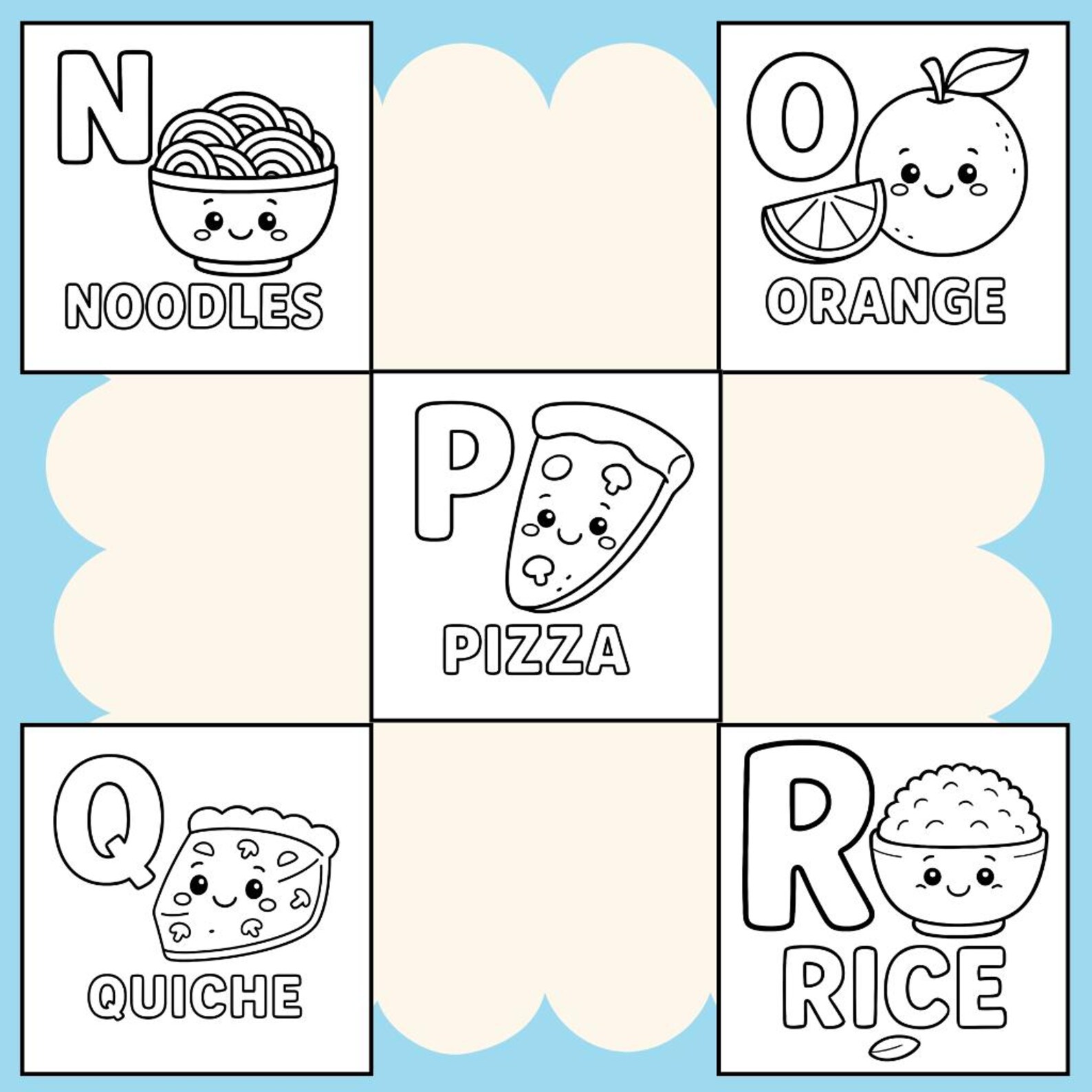 A-Z Cute Food Alphabet Coloring Book - Etsy