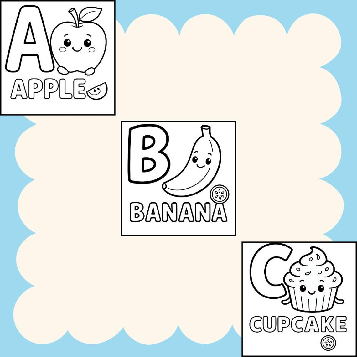 A-Z Cute Food Alphabet Coloring Book | Printable PDF for Kids ...