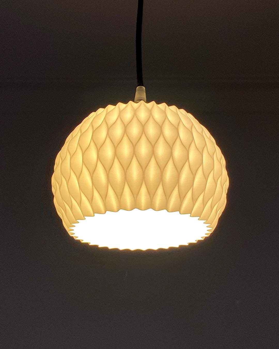 Wavy Lamp Shade - Ceiling Pendant Shade, Mid Century Wavy Lampshade ...