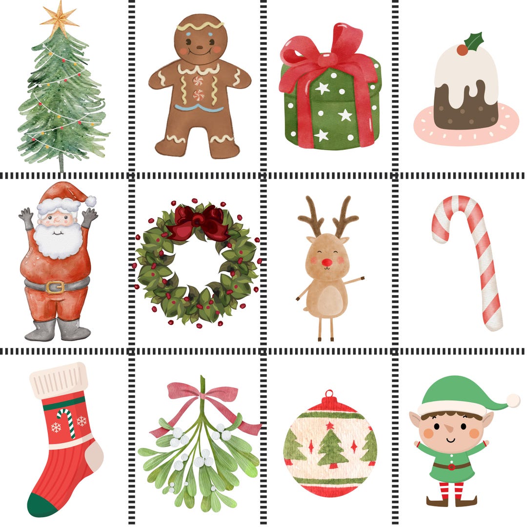 Vintage Christmas Memory Game - Word and Picture Matching- Christmas ...