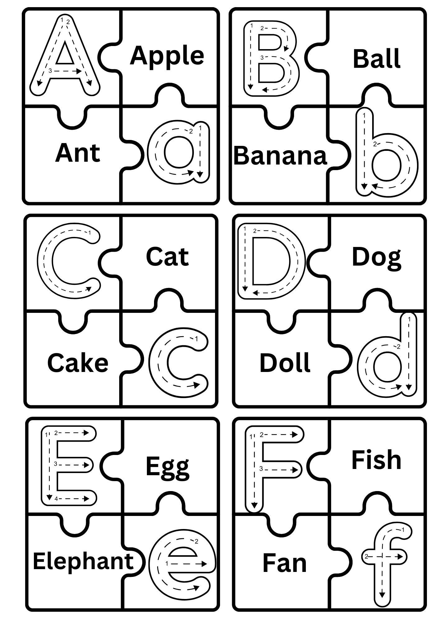 First 12 Letters Alphabet Puzzle Printable - Educational ABC Puzzle for ...