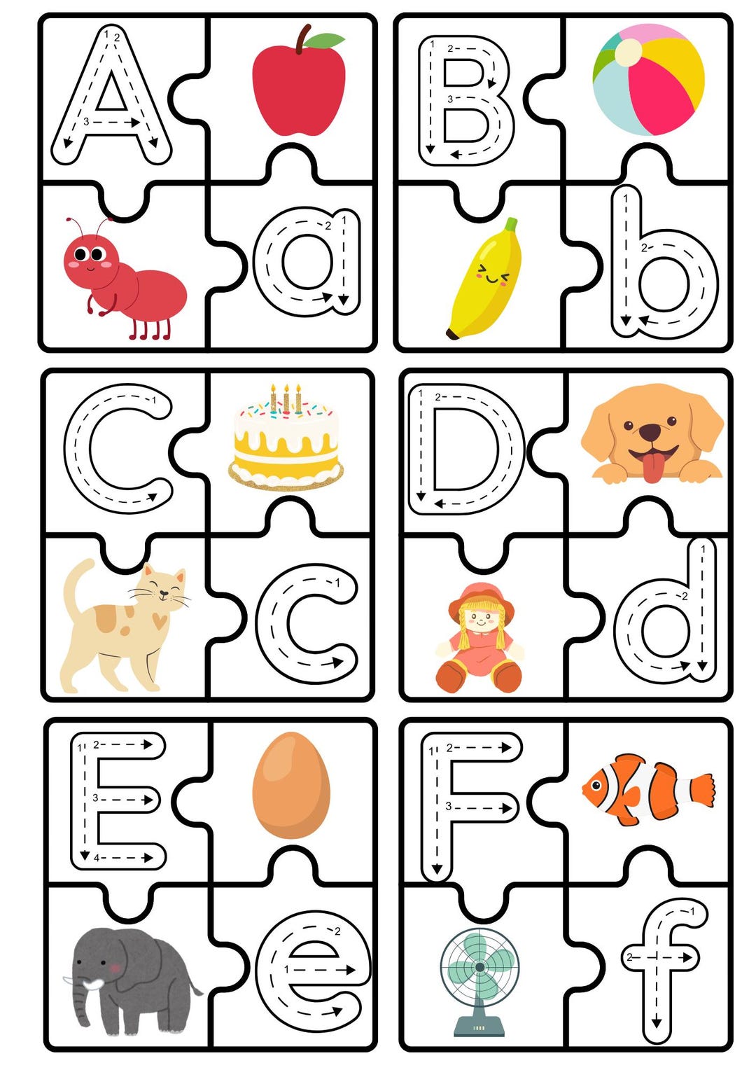 First 12 Letters Alphabet Puzzle Printable - Educational ABC Puzzle for ...