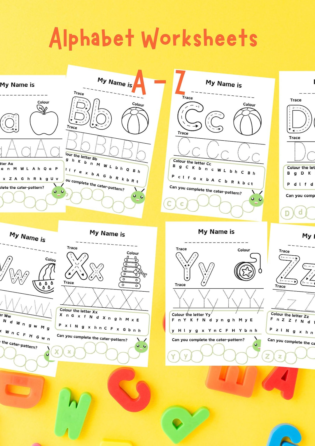 Interactive Alphabet Learning Bundle | Tracing, Coloring, Letter ...