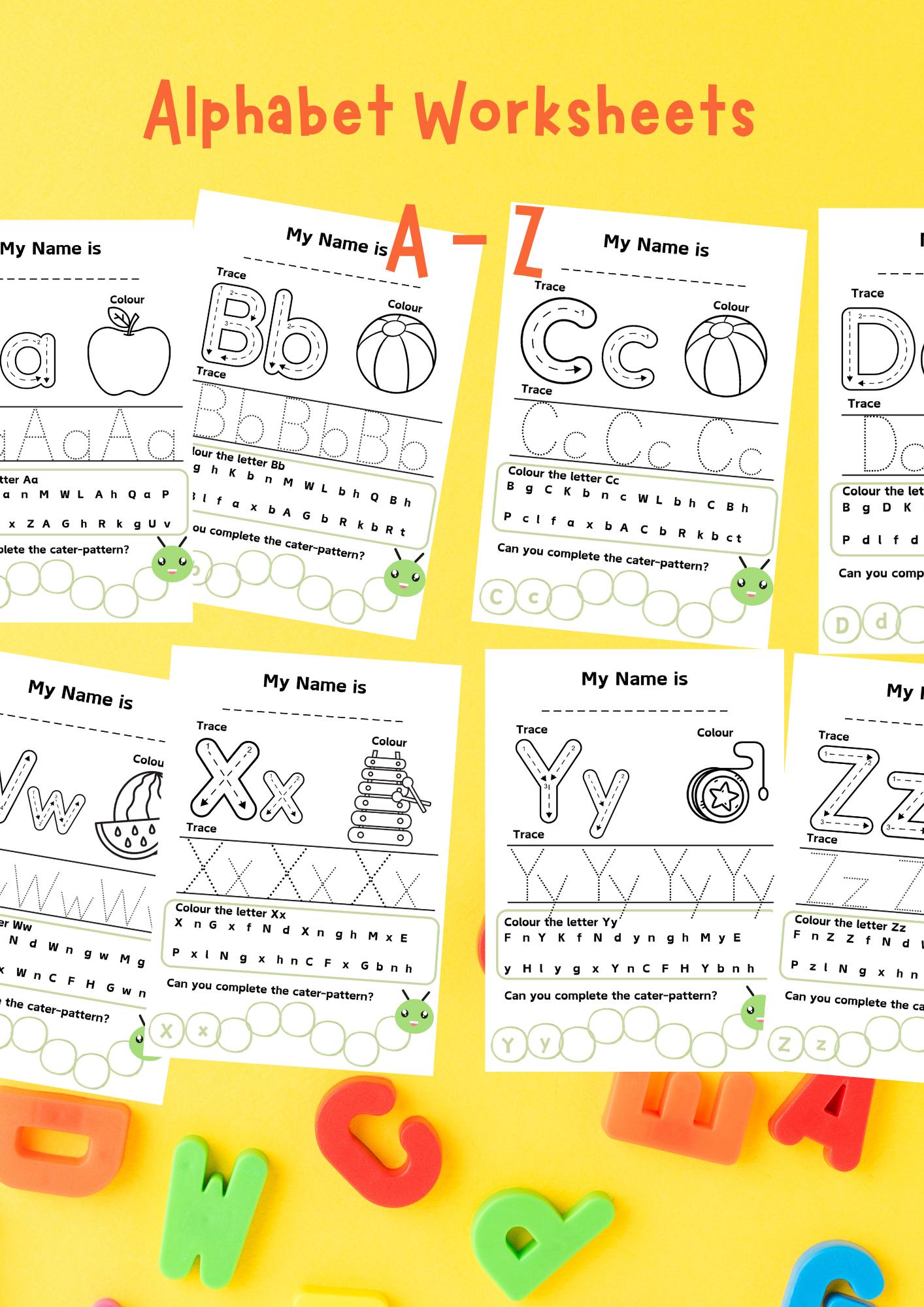 Interactive Alphabet Learning Bundle | Tracing, Coloring, Letter ...